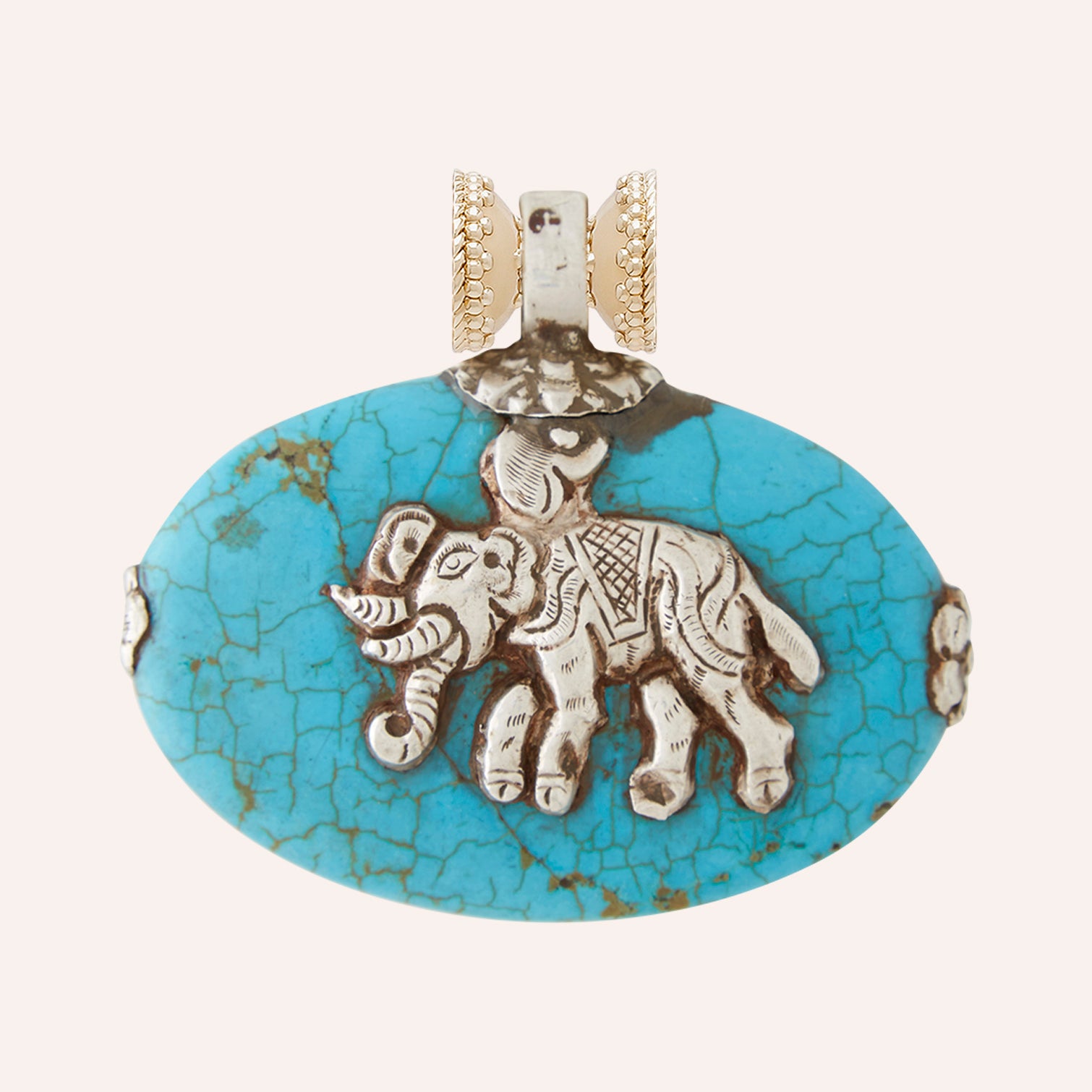 Tibetan Treasure Turquoise Elephant & Donkey Centerpiece